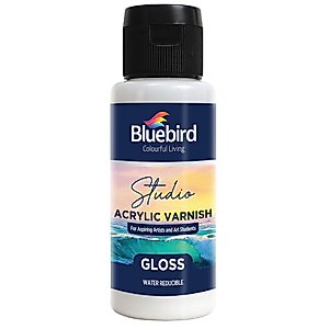 Bluebird Studio Acrylic Varnish, Gloss, 3.4 Fl Oz / 100ML, Non-Yellowing, Non-Toxic, Anti-Crazing, Basic Varnish for Pro Artists, Hobby Painters & Kids