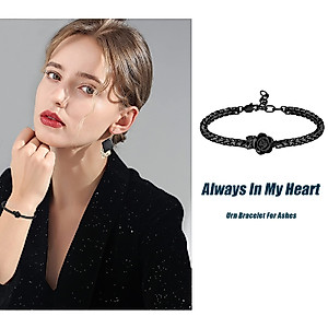 zeqingjw Cremation Jewelry Rose Flower Urn Bracelet for Ashes for Women Adjustable Keepsake Memorial Bracelet Urn Bangle Ashes Holder