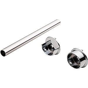 Premium 1 5/16 Inch Diameter Round Wardrobe Tube Closet Rod with End Supports (Chrome, 24" Wide Space)