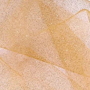 ICOSHOW Sparkling Tulle Rolls, 15” by 30 Yards (90FT) Glitter Tulle Spool Ribbon Fabric for Wedding Birthday Bridal Shower Tutu Skirt Party Gift Wrapping (Gold)