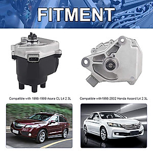 JDMON Compatible with Ignition Distributor Acura Honda Accord LX EXCL L4 2.3L 1998 1999 2000 2001 2002 Replace 30100-PAA-A01 30100-PAA-02 Includes Ignition Module Cap And Rotor