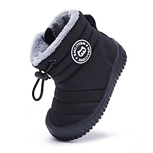 BMCiTYBM Baby Snow Boots Boys Girls Winter Infant Shoes Anti-Slip 6 9 12 18 24 Months Faux Fur Black Size 6-12 Months Infant
