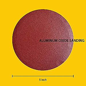 60 PCS 5 Inch NO-Hole PSA Aluminum Oxide Sanding Disc, Self Stick(10 Each of 60 100 150 180 240 400 Grit)