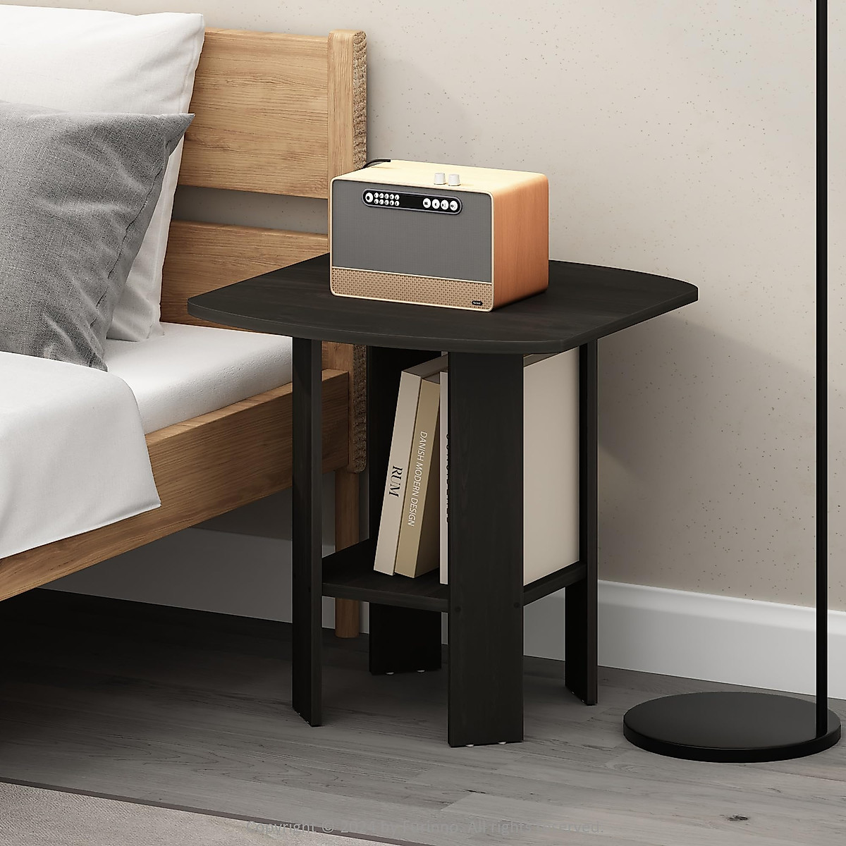 Furinno Tidur Simple Design Bedside Table Nightstand, Espresso