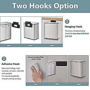 LAND·VOI Hanging Kitchen Compost Bin 6 Liter/1.6 Gallon, Small Trash Can with Detachable Inner Bucket for Cupboard/Countertop/Bathroom/Camping, Includes Charcoal Filter, Brushed Stainless Steel