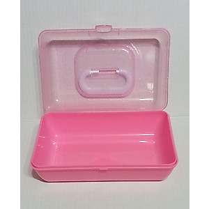 Plastic Accessory Cases with Carrying Handle, 5.875x8.875x4 in (Pink)