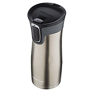 Contigo West Loop Stainless Steel Vacuum-Insulated Travel Mug with Spill-Proof Lid, Keeps Drinks Hot up to 5 Hours and Cold up to 12 Hours, 16oz Steel/Black