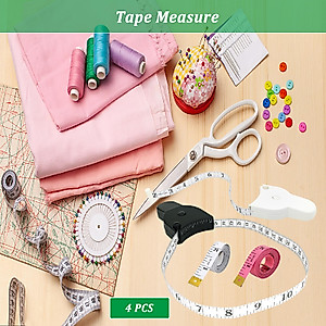 Automatic Telescopic Tape Measure Rulers, 4 Pack Tailors Tape Body Measuring Tape 60 Inch, Assorted Black White Pink Sewing Fabric Tape Measure for Body Measurements