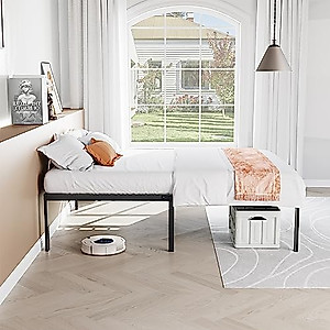 Sweetcrispy Twin Bed Frame - Heavy Duty Metal Platform Bed Frames Twin Size with Storage Space Under Frame, 14 Inches, Sturdy Steel Slat Support, No Box Spring Needed