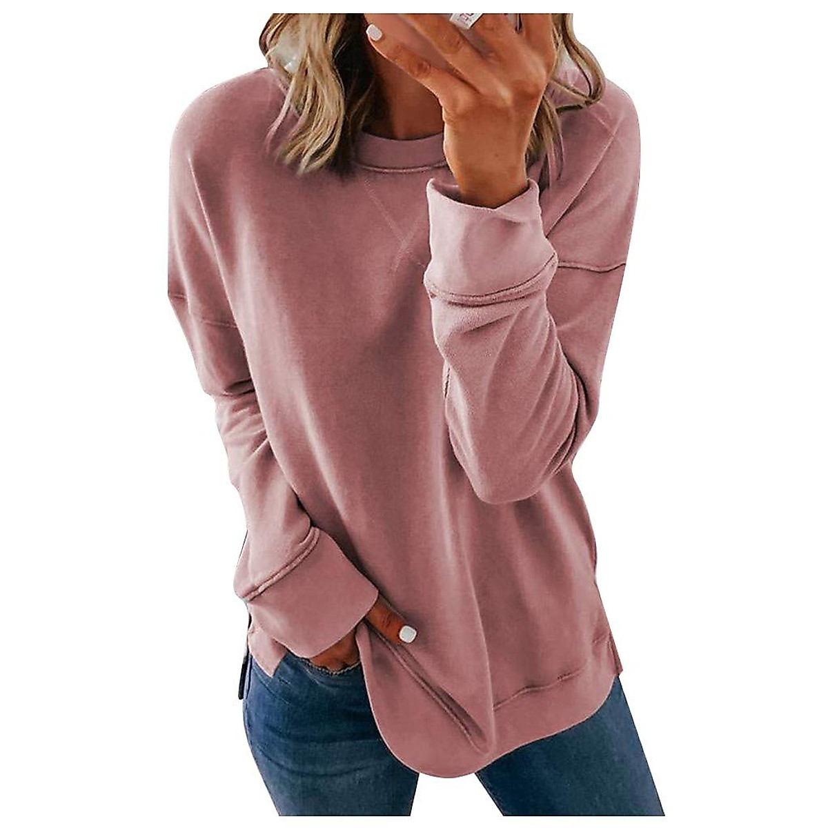 Womens Tops and Blouses,Long Sleeve Shirts for Women Plus Size,Women's Crewneck Sweatshirts Striped Casual Loose Long Sleeve Pullover Tops Shirts