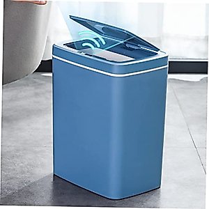 HOMOCONO Smart Trash Can Electronic Sensor Waste Bin Bins with Lids Kitchen Trash Can Automatic Garbage Bin Trash Can Dispenser Containers with Lids Motion Sensor Trash Can Plastic Blue