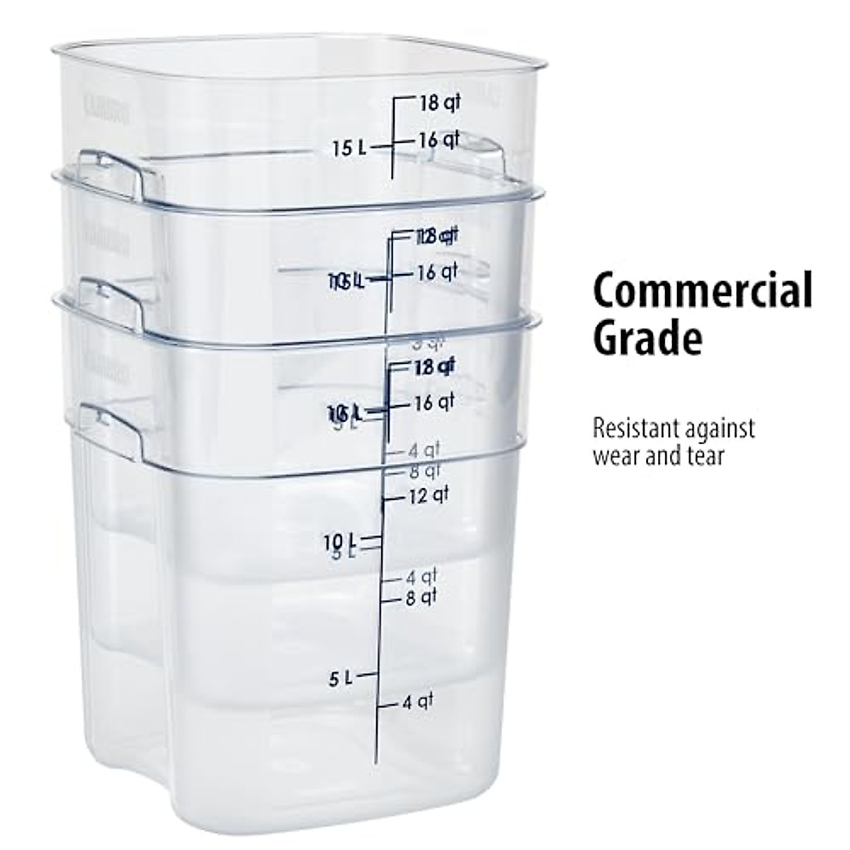 Cambro FreshPro 18Qt Food Storage Container in Clear for Industrial and Kitchen Use, Pantry Organization and Ingredient Freshness