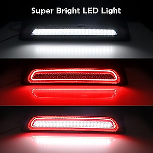 AUYICH LED Third Brake Light Compatible with Tundra 2007-2021, Rear Center High Mount Stop Light, F1 Style Strobe Roof Cargo Lamp, 3rd Brake Light Assembly Replace, Smoked Lens, Plug&Play, Waterproof