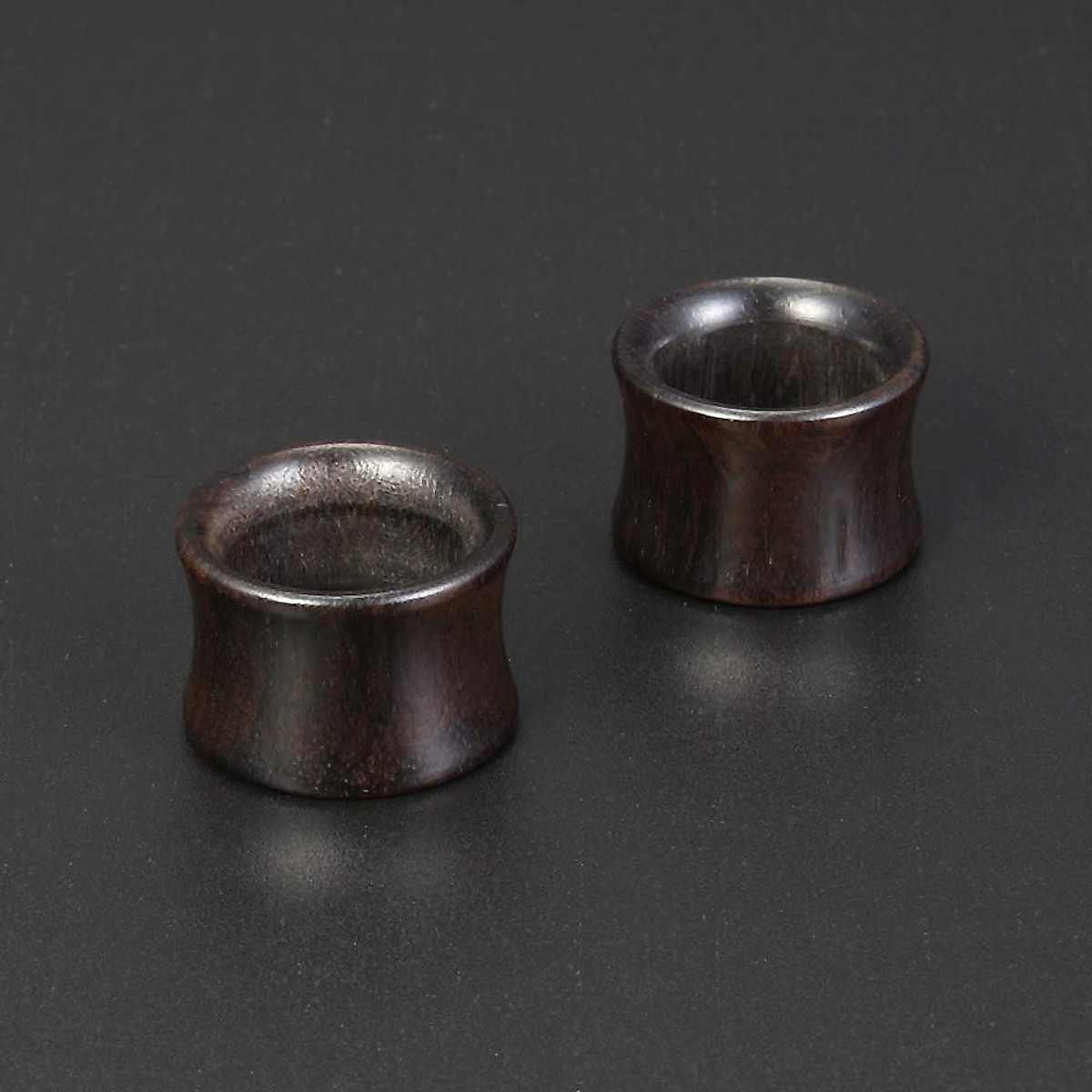 ZS Black Wood Tunnel Gauges Stretcher Expander Brown Ear Gauges Plugged Ears Wood Plugs Ear Stretching Kit Ear Plugs Tunnel Sandalwood (Black Tunnel-16mm)