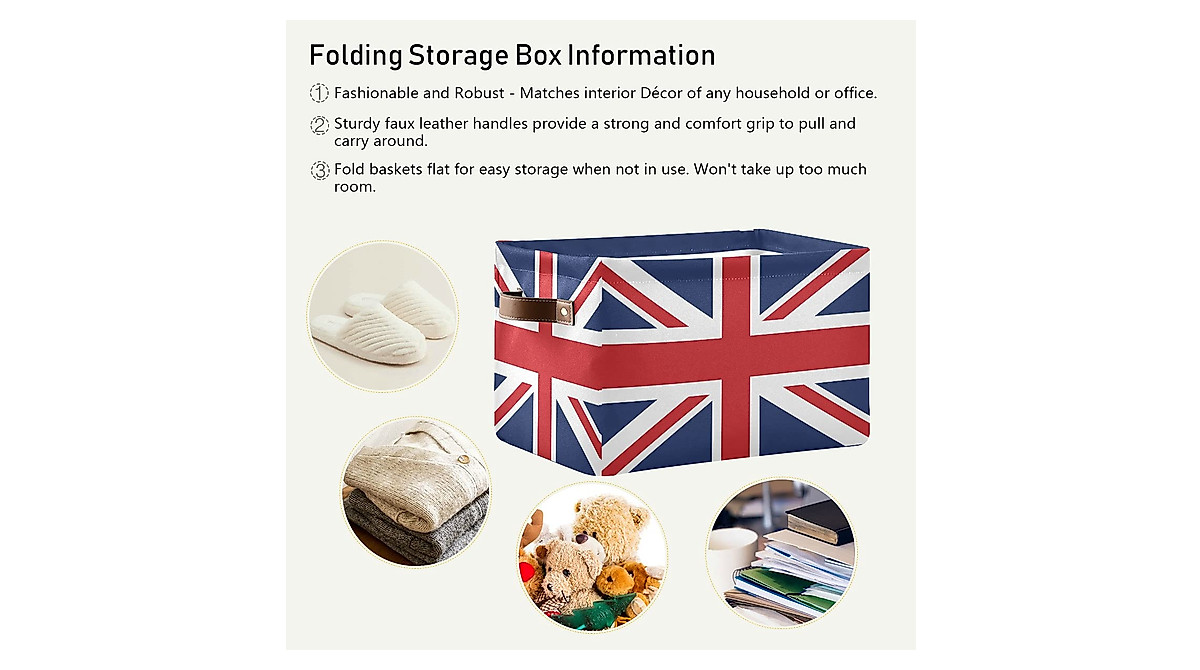 TropicalLife UK Flag Storage Bin - Foldable Canvas Organizer