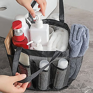 convinced8 Mesh Shower Caddy Basket, Mesh Totes-Shower Caddy Portable Bath & Toiletry Organizer-Bag with 8 Outer Pockets for College Dorm, Travel, Camping (Gray, One Size)