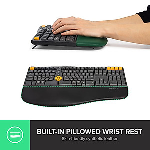 DeLUX Wireless Ergonomic Keyboard - Ergo Split Keyboard with Palm Rest for Natural Typing, 2.4G and Bluetooth, Full-Size, US Layout - Compatible with Windows and Mac OS (GM905, Graphite)