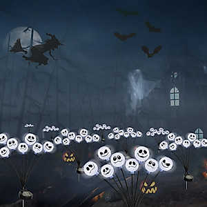 Janchs Upgraded 2 Pack 16LED Xmas Decorations Outdoor Solar Swaying Firefly Lights, Waterproof Solar Nightmare Xmas Pathway Lights Yard Garden Pathway Halloween Xmas Decor(Cool White) (JCS061)