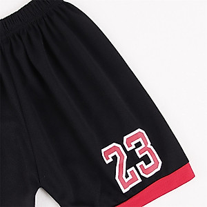 CM C&M WODRO Toddler Kid Basketball Jersey Outfit Baby Boy Girl Letters Tank Top + Track Shorts Sets Boy Summer Clothes (Black, 2-3T, 2 Years)
