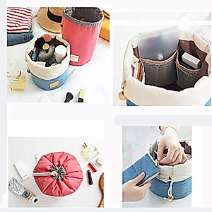 UpOne Barrel Makeup Bags, Travel Large Capacity Waterproof Portable Fashion Drawstring Cosmetic Toiletry Bag(Bag Only), Pack of 2 (Flower + Cactus)