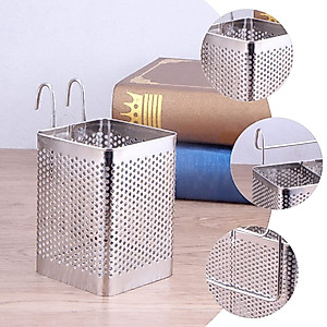 CALLARON 2Pcs Kitchen Utensils Holder Silverware Drying Rack Stainless Steel Chopstick Holder Forks Spoons Flatware Caddie Basket Organizer Drainer with Hook