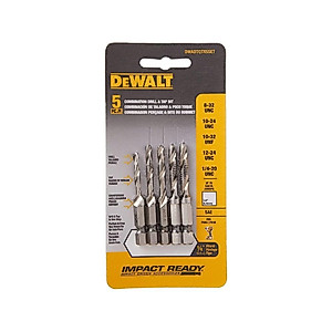 DEWALT Drill Tap Set, Impact Ready, 1/4-Inch, 5-Piece (DWADTQTR5SET)