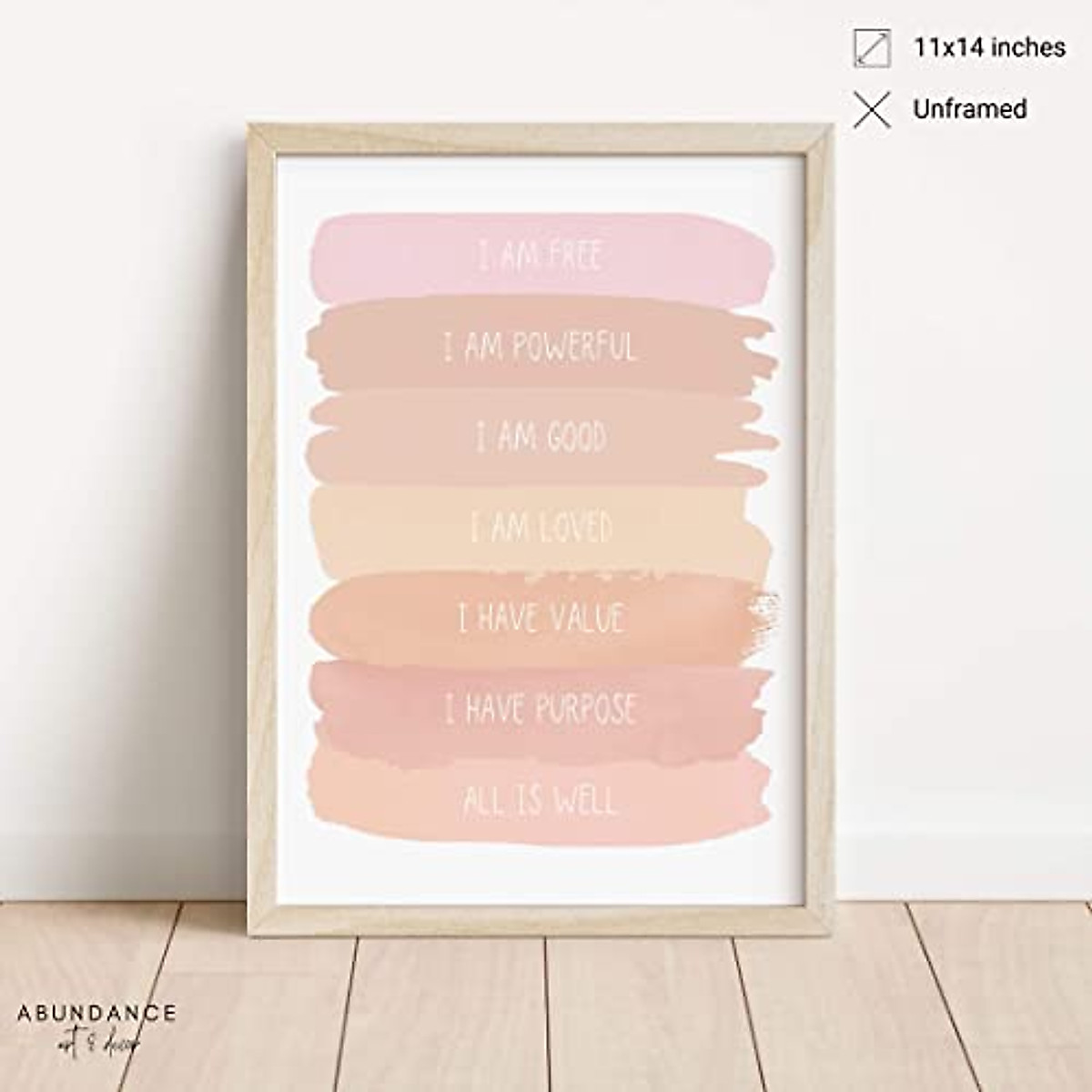 Pink Wall Art Positive Affirmations Wall Decor Girls Nursery Wall Art Pink Inspirational Wall Art for Office Blush Pink Wall Decor for Bedroom Pink Bathroom Decor UNFRAMED (11x14 Blush)