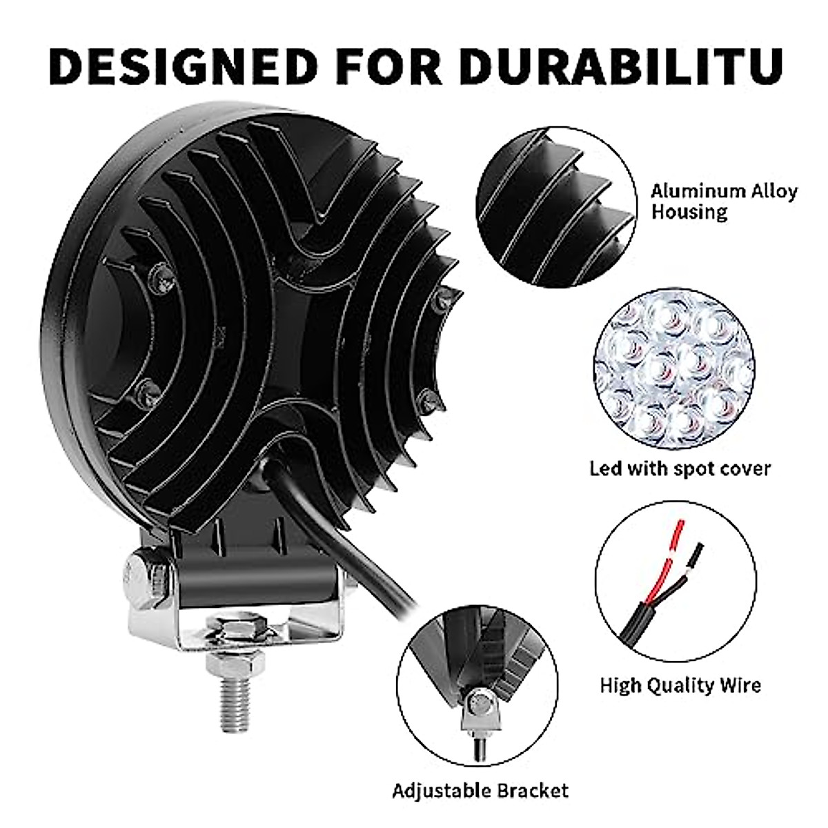 Green Led Pods, 4.5 inch Round Light Bar, Waterproof 41W 4100LMS Spot Off-Road Work Driving Light for Trucks SUV ATV Boat Marine RV Tractor UTV Hunters Motorcycle 12V 24V, Fog Tail Bumper Roof Hood