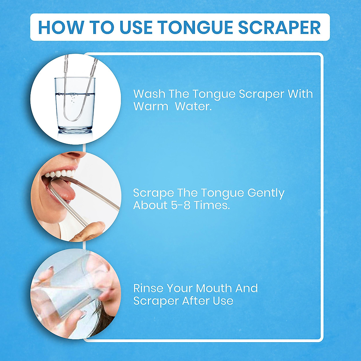 Tongue Scraper for Adults by HOKIN (2Pcs Oral Care Pack) Stainless Steel Tongue Cleaners Reduce Bad Breath 100% Metal Tough Scrapers Men and Women Hygiene Product