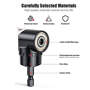 Fruholt Flexible Drill Bit Extension Set with Right Angle Drill Attachment, 360° Rotatable 1/4 3/8 1/2" Impact Grade Socket Adapter Sets for Cordless Drill & Screwdriver, Power Drill & Driver
