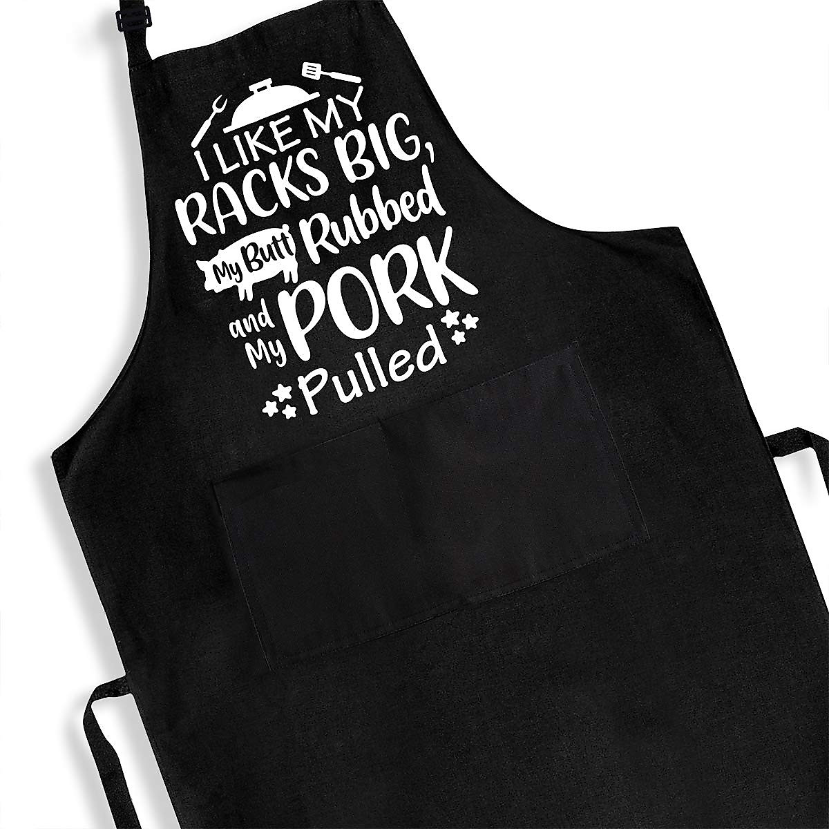 Grill Gifts for Men - Funny Apron for Men Grilling - Grill Apron for Dad, Husband, Boyfriend - Adjustable Bib Aprons Waterproof with Pockets - Black Apron Gift for Fathers Day, Birthday, Christmas
