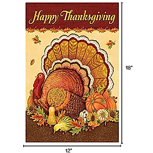 Thanksgiving Garden Flag,Happy Thanksgiving Flags 12 x 18 Inch Thanksgiving House Flag Double-Sided 2 Layer Thanksgiving Turkey House Flag for Thanksgiving Decoration