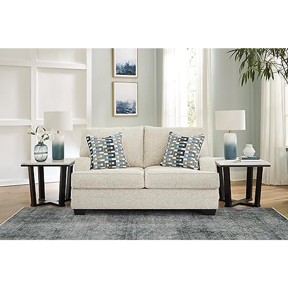 Signature Design by Ashley Valerano Casual Loveseat for Living Room, Beige