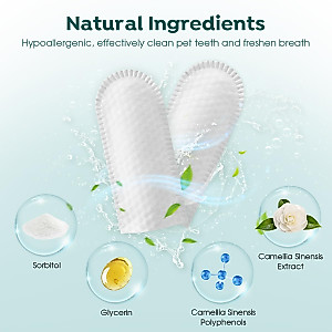 55Pcs Dog Teeth Cleaning Wipes, Dog Dental Wipes Pet Dental Finger Wipes for Dogs & Cats, Dog Teeth Cleaner Cat Dental Wipes Reduces Plaque & Freshens Breath