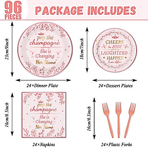 gisgfim 96 PCS Rose Gold Bachelorette Party Paper Plates Decorations Bridal Shower Party plates Decor Engagement Plates And Napkins Sets for Girls Bride Engagement Bachelorett Wedding Party