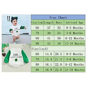 Saliuentm St Patricks Day Baby Girl Boy Outfit Letter Sweatshirt Romper Long Sleeve Onesie Newborn St Patricks Day Clothes(S-Cotton Green Little Lucky,6-12 Months)