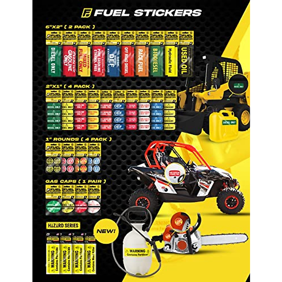 Gas Sticker, Gasoline Only Label for Gas Can and Outdoor Power Equipment - Weather Proof, Extreme Stick, Durable - Gasoline Decals by Fuel Stickers - USA Made (6x2 inch), 2 Labels