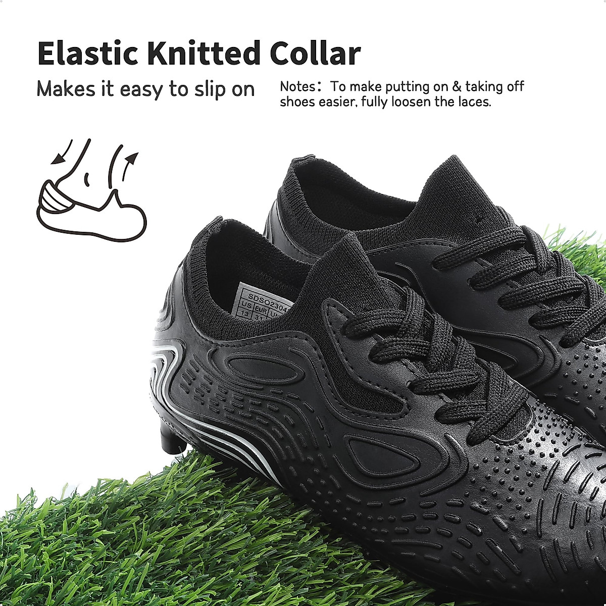 DREAM PAIRS Boys Girls Soccer Cleats Kids Football Shoes for Little/Big Kid,Size 6 Big Kid,Black/Grey,SDSO2304K