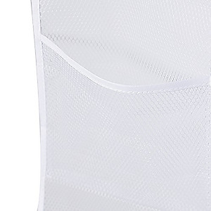 ALYER 6 Storage Pockets Hanging Mesh Shower Caddy,Space Saving Bathroom Accessories and Quick Dry Bath Organizer with Hanger,White