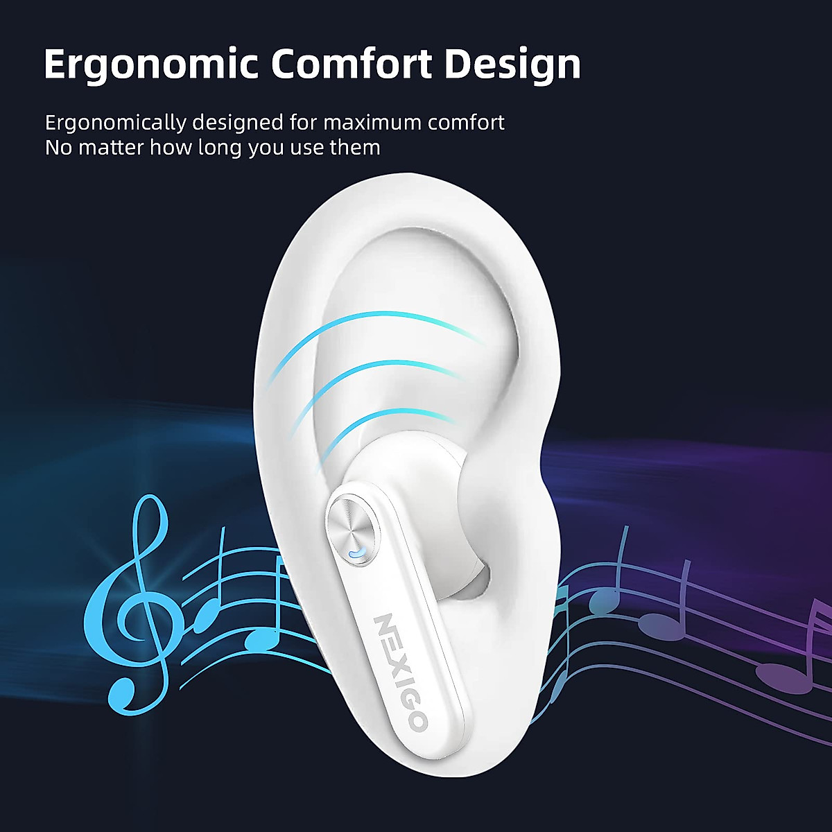 NexiGo Air T2 (Gen 2) Ultra-Thin Wireless Earbuds, Qualcomm QCC3040, Bluetooth 5.2, 4-Mic CVC 8.0 Noise Cancelling for Clear Calls, Volume Control, aptX, 28H Playtime, IPX5, Silver (Renewed)