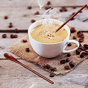 Wooden Coffee Spoons Long Handle Wooden Mixing Spoon Long Handle Wooden Teaspoon Handmade Wood Stirring Spoon for Kitchen Stirring (6)