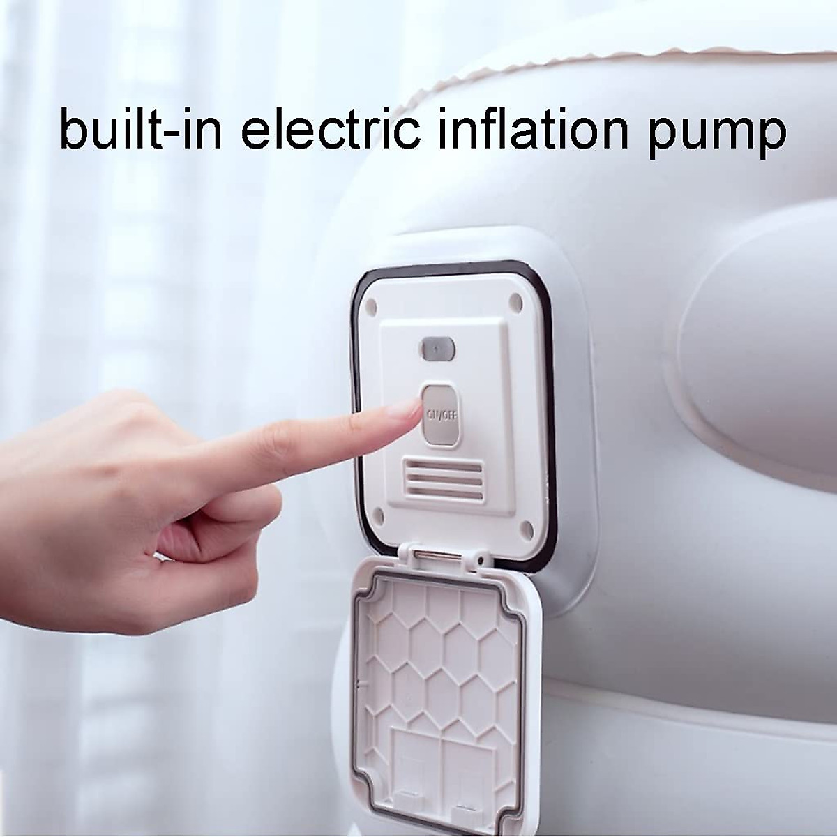 ZONAKS Portable Inflatable Bathtub with Built-in Electric Pump, Large Ergonomic Backrest Freestanding Bath Tub for Adult Home Spa and Hot Bath and Ice Bath, for Indoor & Outdoor, White