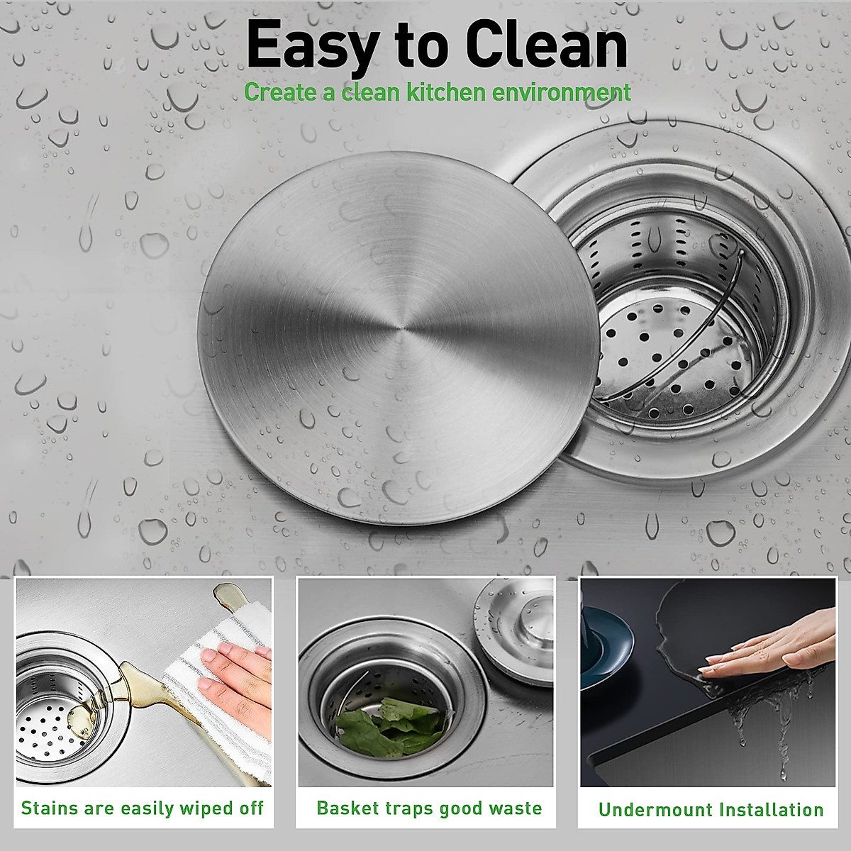 CITYLE 32 Inch Undermount Kitchen Sink, Stainless Steel Sink Handmade 50/50 Double Basin with Bottom Grid and Basket Strainer Drain for Bar Prep Kitchen(32'' x 18'' x 9'')