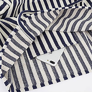 Women's Tote Bag Large Size Canvas Striped Beach Bag Shoulder Bag Hobo Bag Daily Working Handbag Big Capacity Shopping Bag (Red-A)