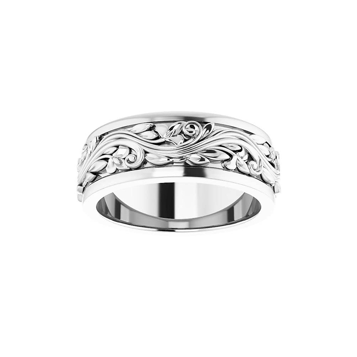 Bonyak Jewelry Sterling Silver 7mm Sculptural-Inspired Band Elegant, Size 7