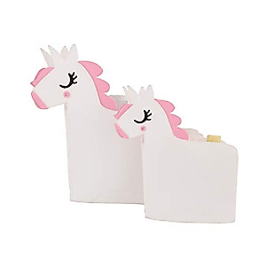 NoJo White Felt Unicorn Shaped 2Piece Nursery Storage Caddy Set, White, Pink