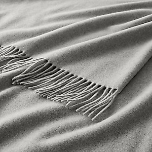 Throw Blanket with Decorative Fringe - Ultra Soft Accent Throw Blanket for Couch, Sofa & Bed Made with 100% Inner Mongolian Cashmere - Crafted Home Accessories - (Heather Grey, 60"x50") (Grey Heather)