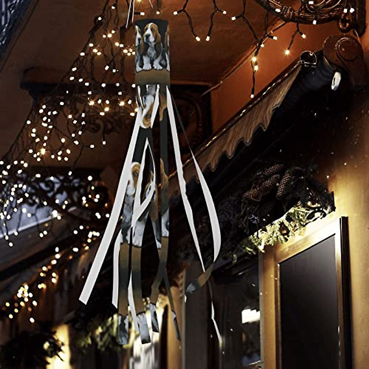 Cute Basset Hound Puppies 59 Inch Halloween Windsocks Hanging Decorations-for Front Yard Patio Lawn Garden Party Decor