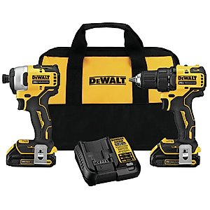 Dewalt DCK278C2R ATOMIC 20V MAX Brushless Lithium-Ion 1/2 in. Drill Driver/ 1/4 Impact Driver Combo Kit (1.3 Ah) (Renewed)