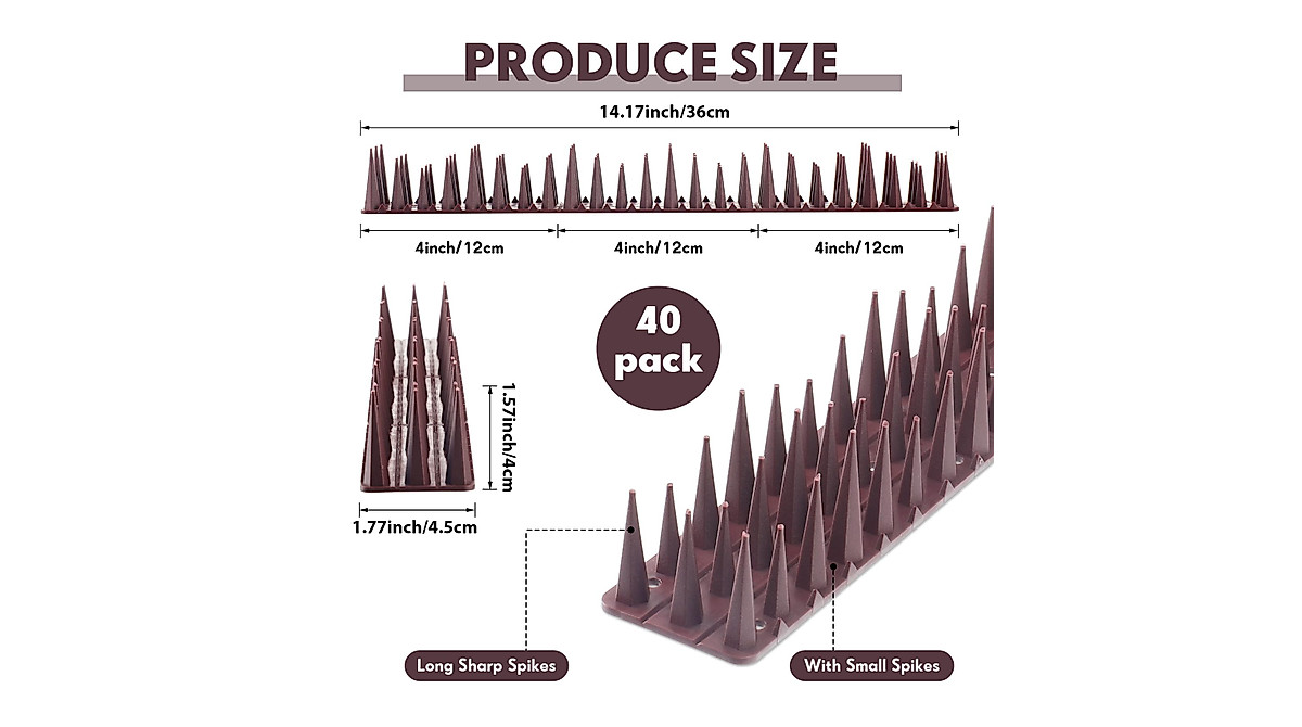 Geetery 40 Pack Bird Spikes for Effective Pest Control